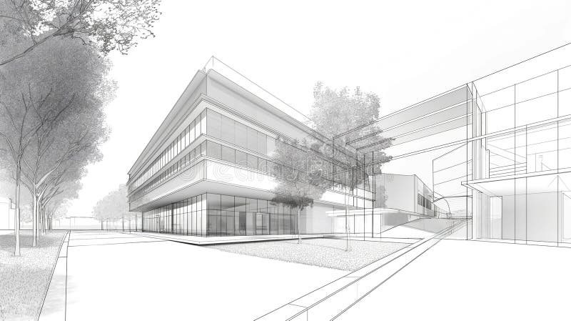 Sketch of the Exterior of the Building Stock Image - Image of ...