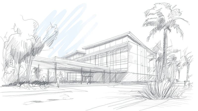 Sketch of the Exterior of the Building Stock Photo - Image of digital ...