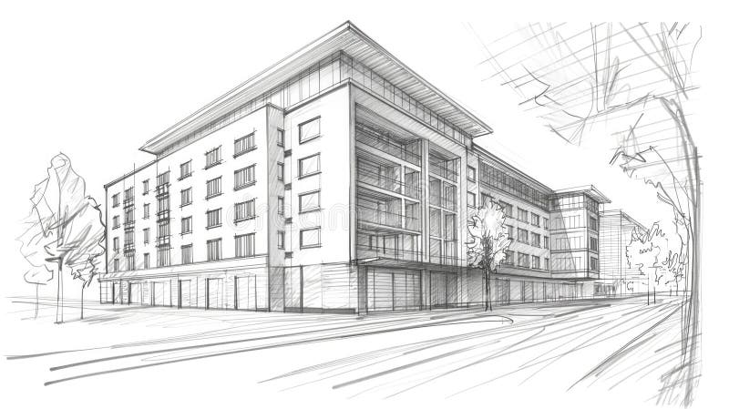 Sketch of the Exterior of the Building Stock Photo - Image of ...