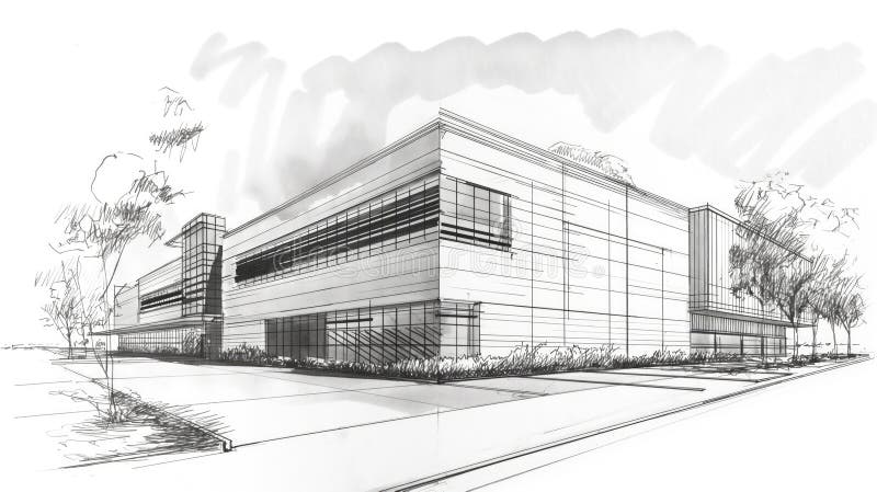 Sketch of the Exterior of the Building Stock Photo - Image of ...
