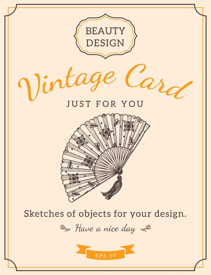 Sketch fan and text. stock vector. Illustration of invitation - 87864566