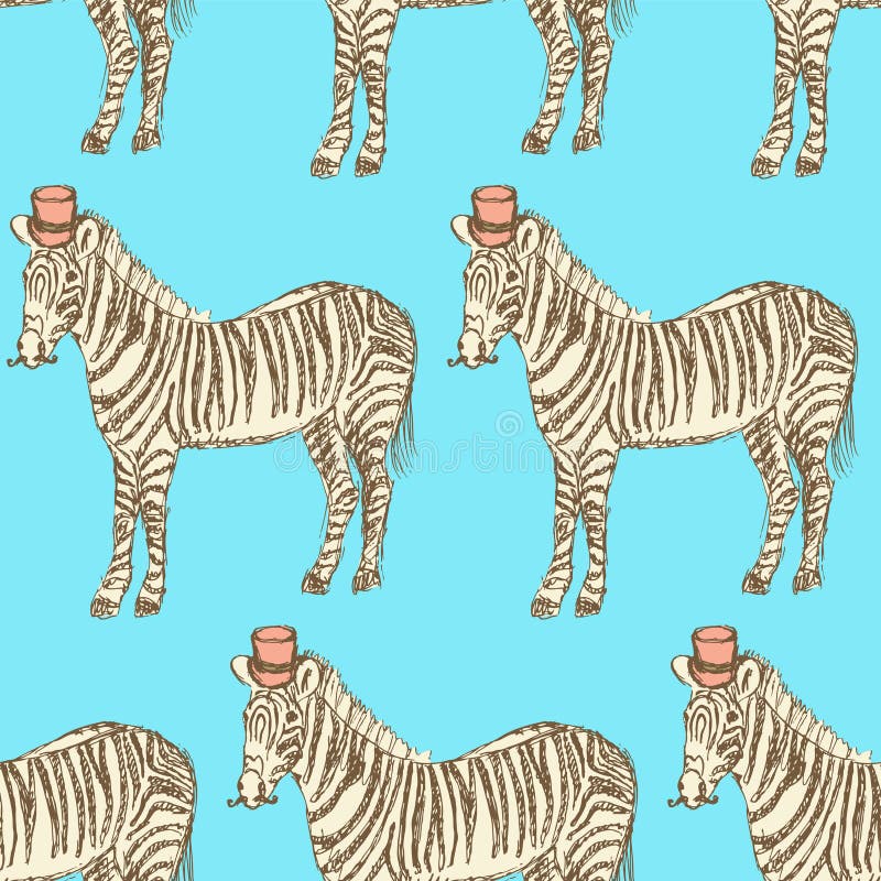 Sketch Fancy Zebra in Vintage Style Stock Vector - Illustration of ...