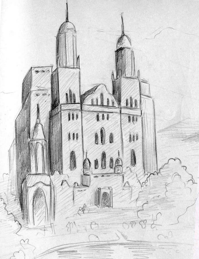 Sketch of a fantasy castle stock illustration. Illustration of castle ...