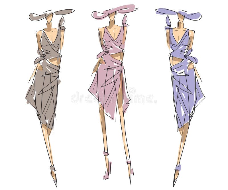 Sketch Fashion Poses stock illustration. Illustration of illustrated ...