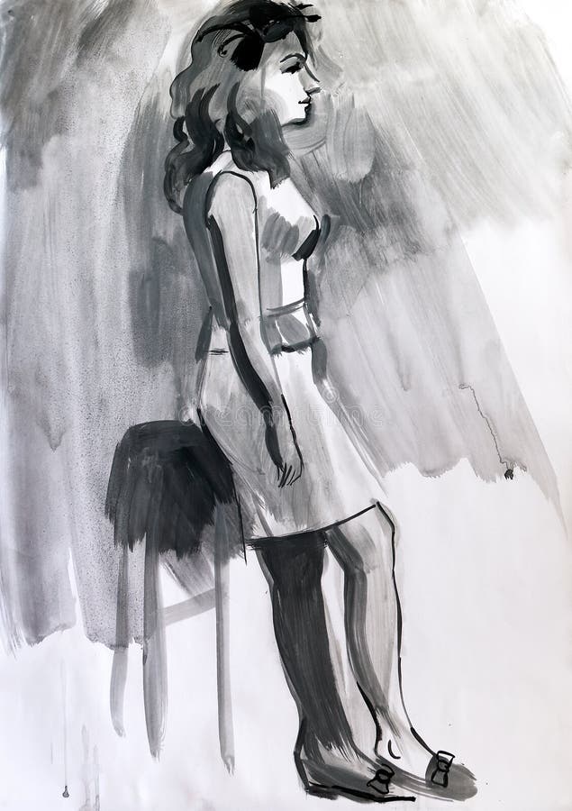 Sketch of a female figure stock illustration. Illustration of handmade ...