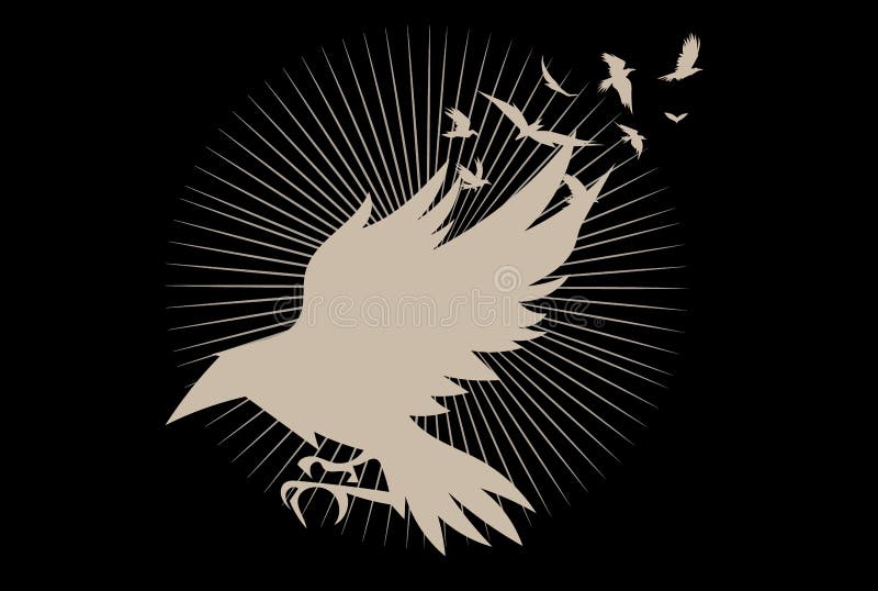 Sketch of Flying Raven. Hand Drawn Illustration Converted To Vector ...