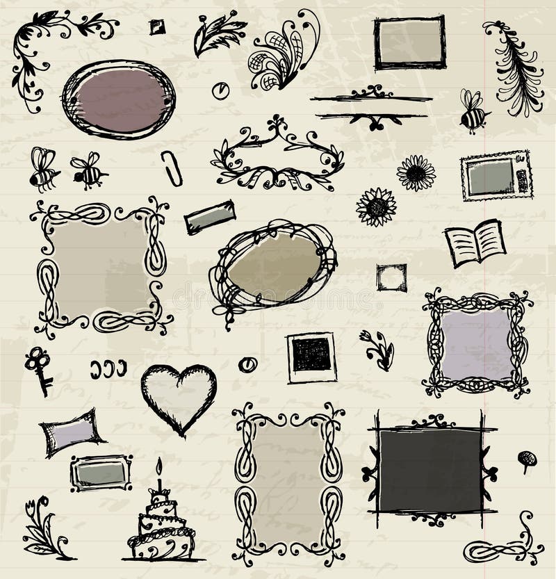 Sketch of Frames, Hand Drawing for Your Design Stock Vector ...