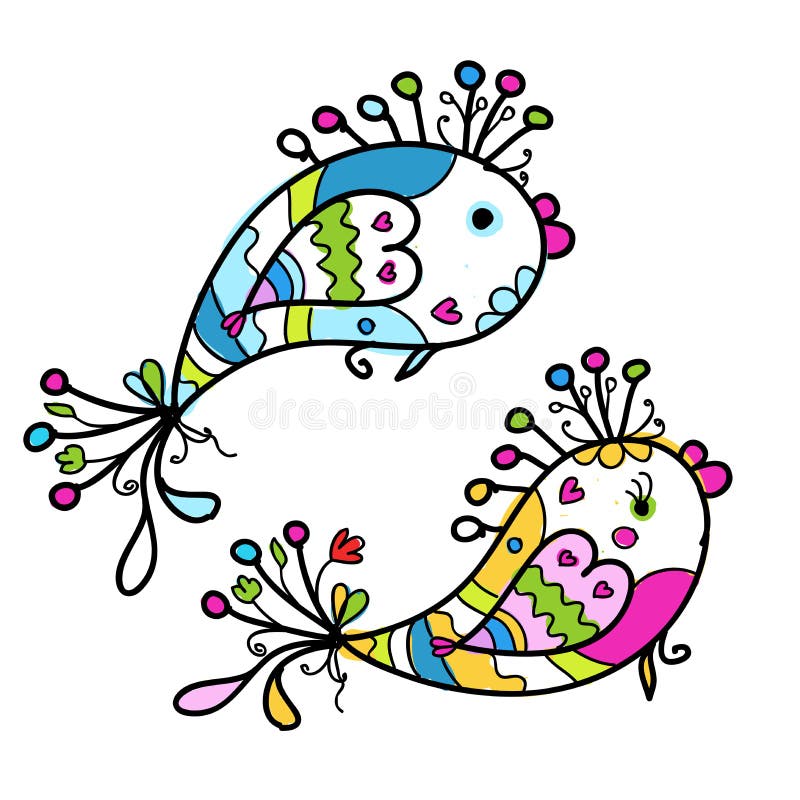 Sketch of Funny Fish for Your Design Stock Vector - Illustration of ...