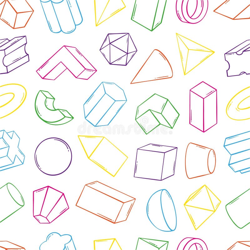 Sketch Geometry Shapes Seamless Pattern. Simple Decorative Backdrop for ...