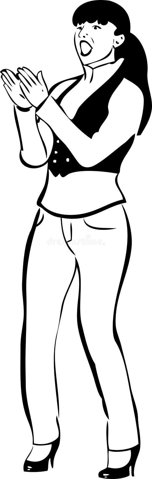 Sketch of a Girl Singing and Clapping Stock Vector - Illustration of ...