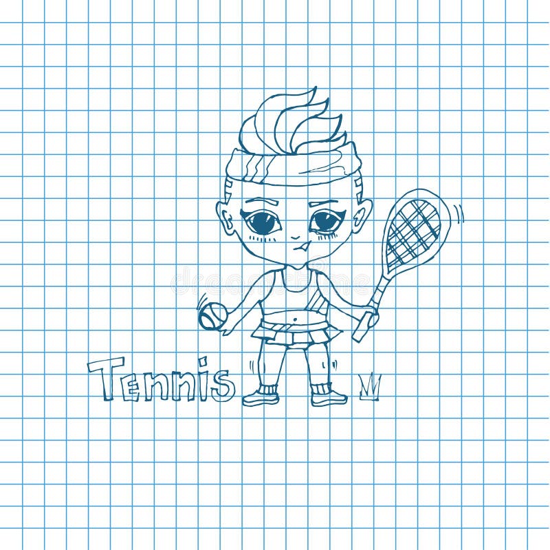 Sketch Girl Tennis-Player stock illustration. Illustration of lifestyle ...