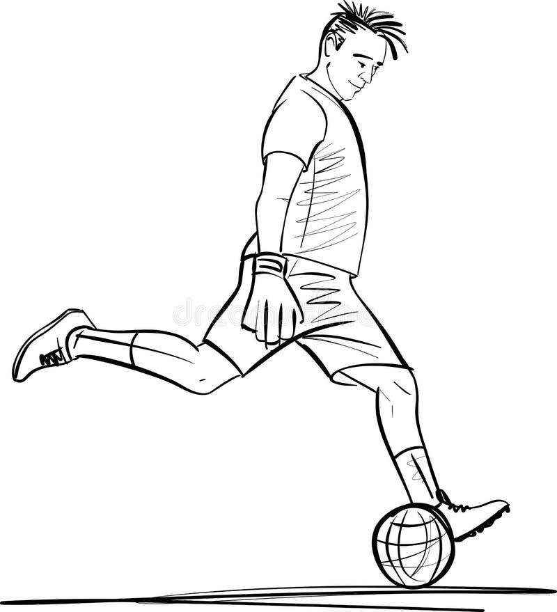 Sketch of Goalkeeper Trying Stop a Shoot Stock Vector - Illustration of ...