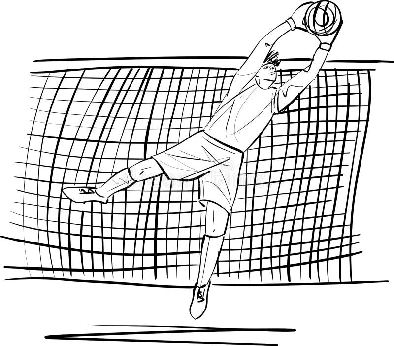 Sketch of Goalkeeper Trying Stop a Shoot Stock Vector - Illustration of ...