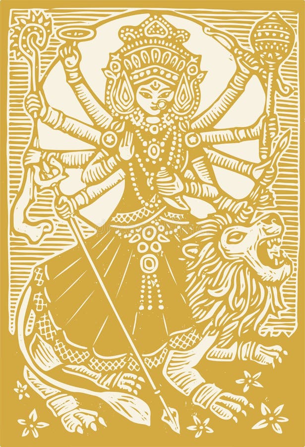 Sketch Of Goddess Durga Maa Or Kali Mata Editable Vector Outline ...