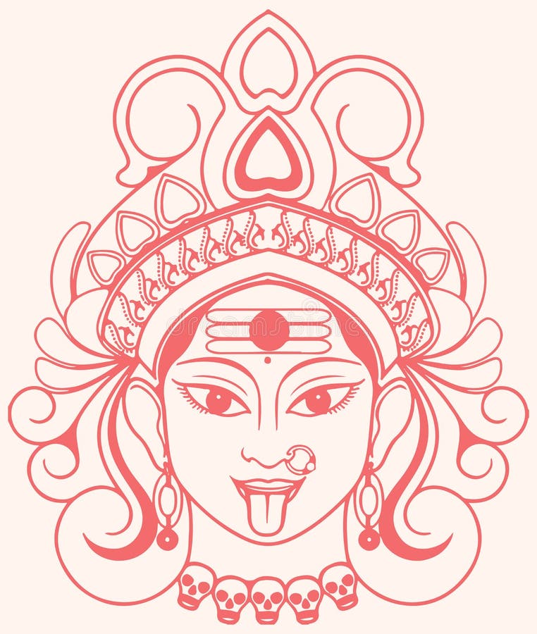 Sketch of Goddess Durga Maa or Kali Mata Editable Vector Outline ...