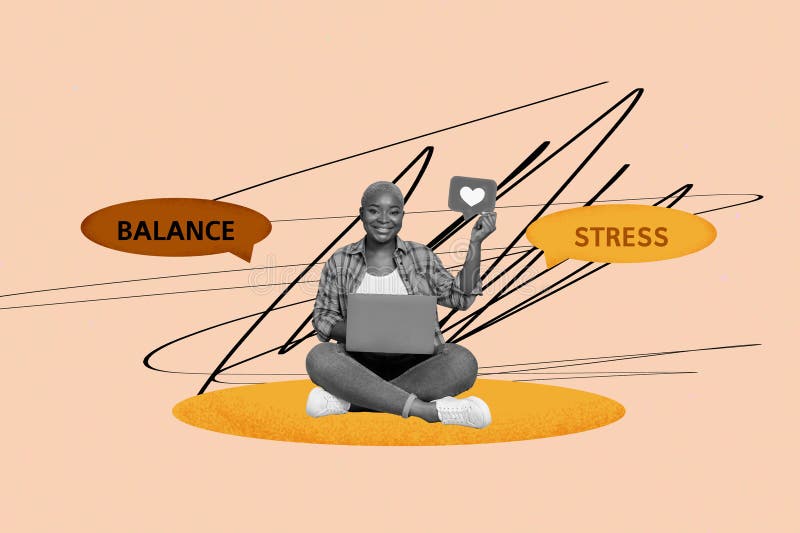 Sketch Graphics Collage of Young Person on Beige Background with Two ...