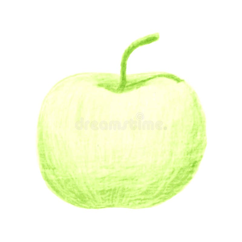 Sketch of Green Apple Drawn by Colored Pencils Stock Vector ...