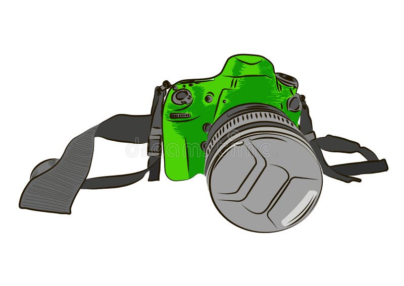 Green Camera Aperture Icon, Comics Style Stock Vector - Illustration of ...