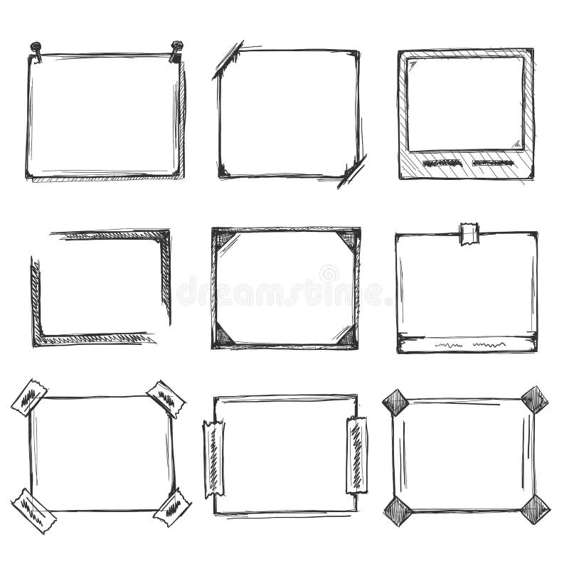 Sketch of Hand Drawn Frame Set. Stock Vector - Illustration of draw ...