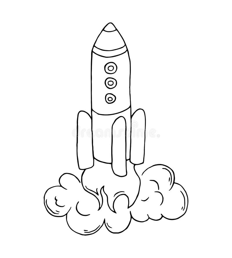 Sketch Hand Drawn Rocket Icon. Stock Vector - Illustration of future ...