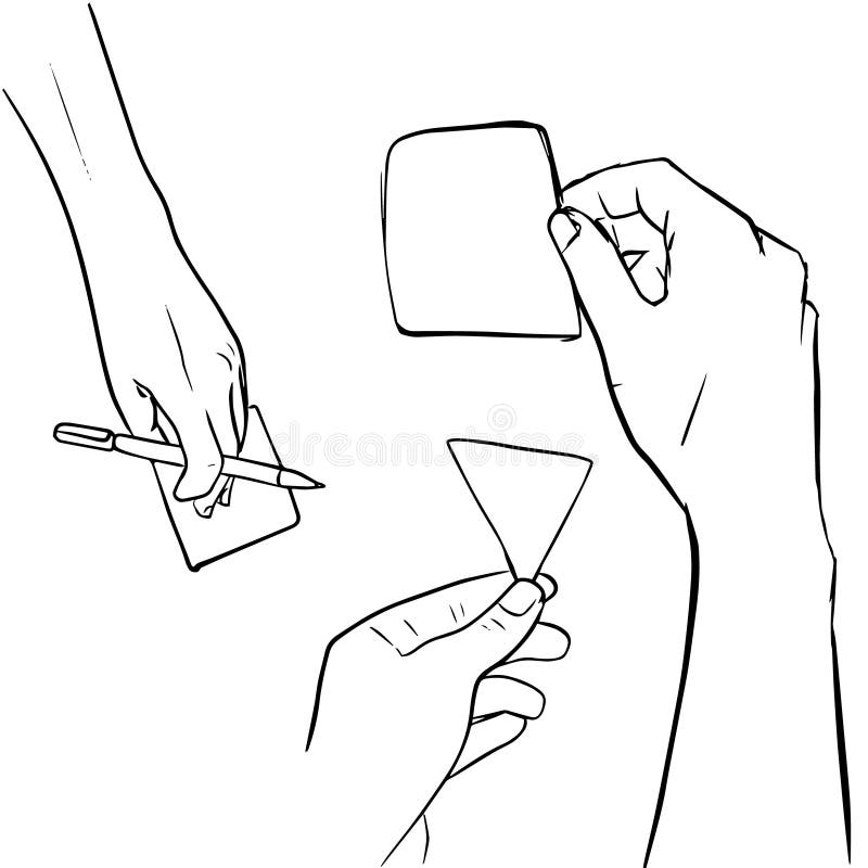 Sketch of Hand Hold Note in Doodle Style Stock Vector - Illustration of ...