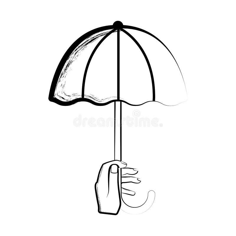 Sketch Of A Hand Holding An Umbrella Stock Vector Illustration Of