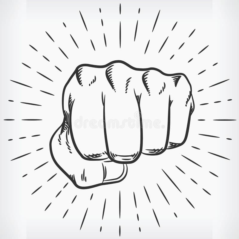 Sketch Hand Punching Front View Doodle Illustration Drawing Stock ...