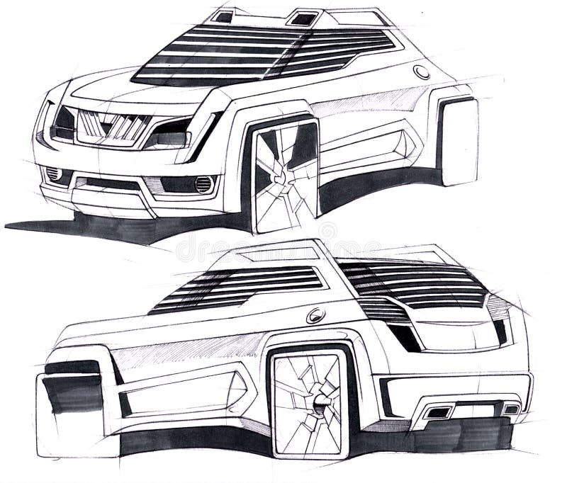 Sketch Tuning Project Of A Car Sports Spoiler For Individual Design ...