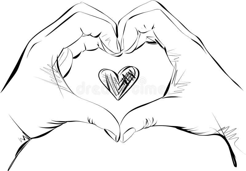 Sketch of Hands Showing Heart Shape Gesture Stock Vector - Illustration ... Sketch of Hands Showing Heart Shape Gesture Stock Vector - Illustration ...