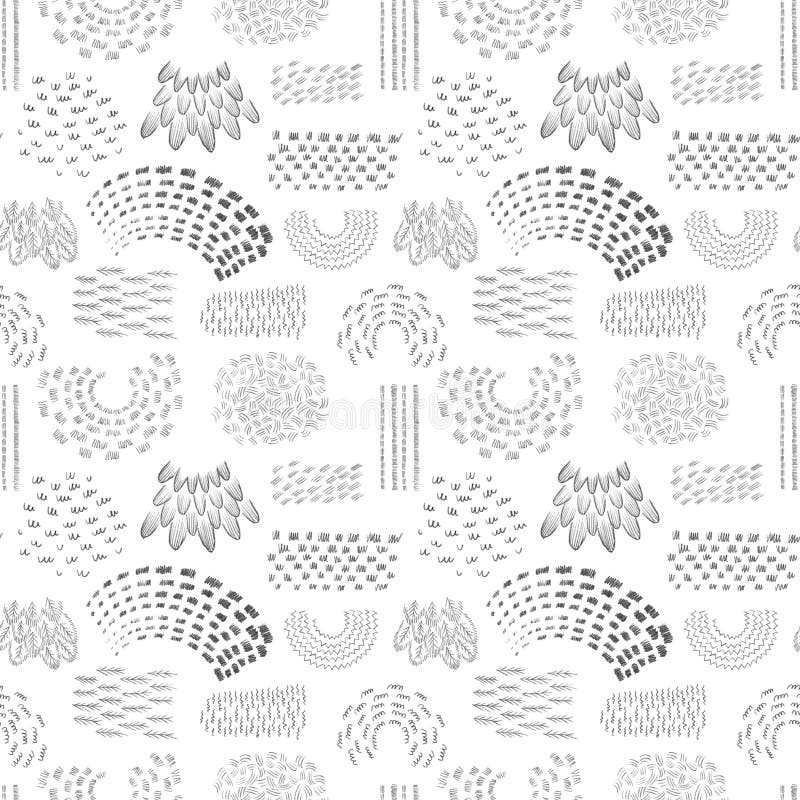 Sketch Hatching Abstract Hand Drawn Seamless Pattern. Linear Pencil ...