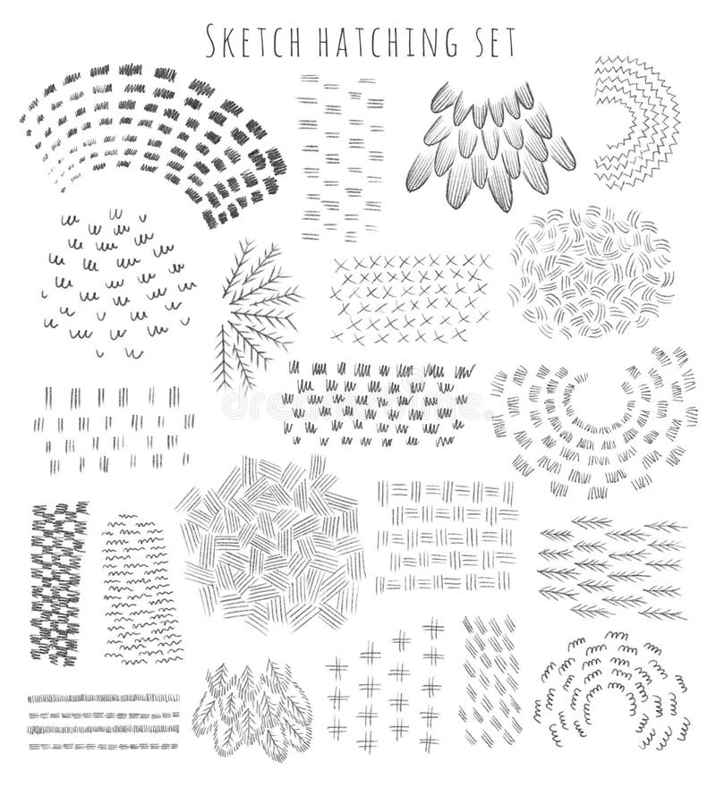 Sketch Hatching Patterns Set, Abstract Hand Drawn Collection for ...