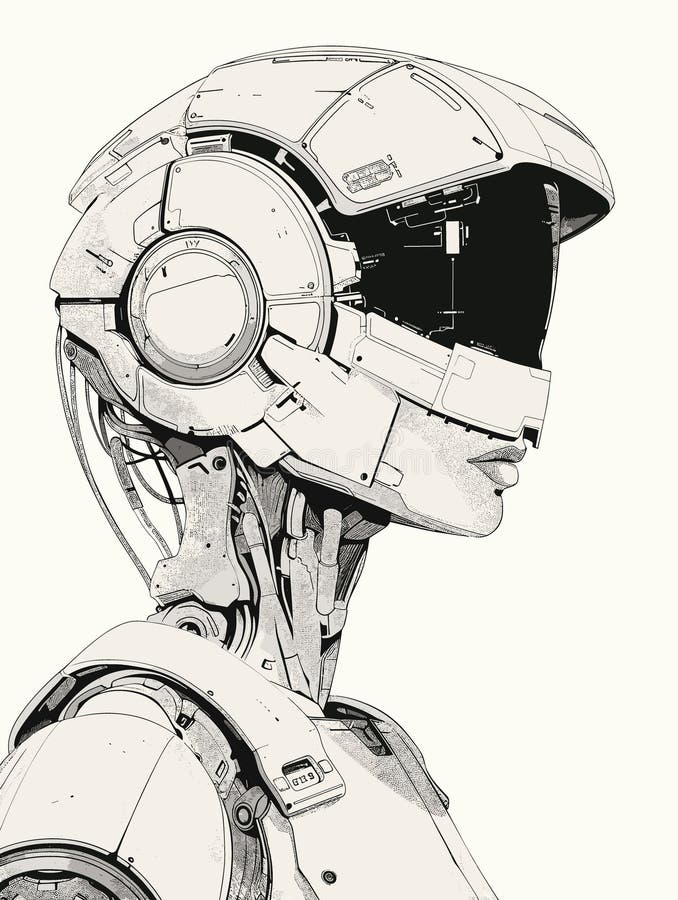 Sketch of the Head of the Robot. Vector Illustration Stock Vector ...