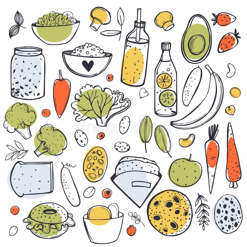 Sketch Healthy Food. Vector Illustration Stock Vector - Illustration of ...