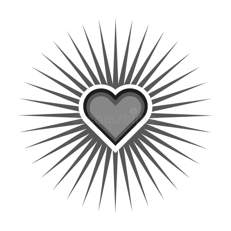 Sketch Heart Rays Icon. Black Heart. Love Icon. Vector Illustration ...