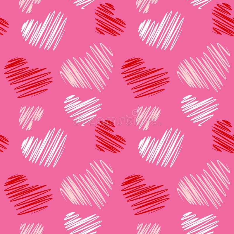 Sketch Heart Seamless Pattern Stock Vector - Illustration of paper ...