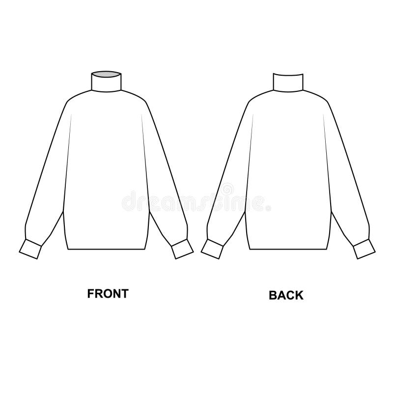 Sketch of High Neck Sweater, Front and Side View Stock Vector ...