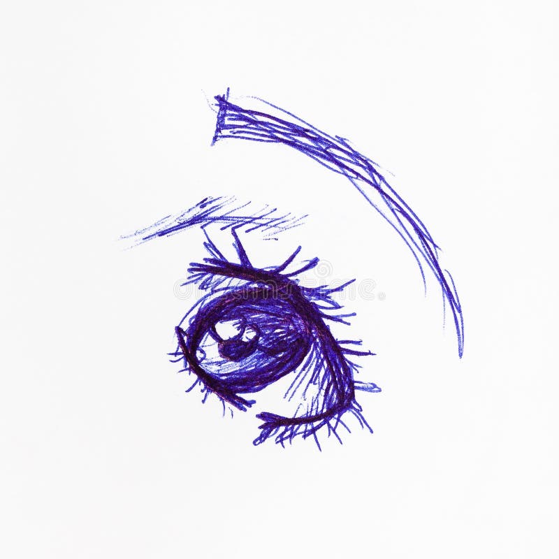 Sketch of Human Eye Hand Drawn by Blue Ink Stock Illustration ...