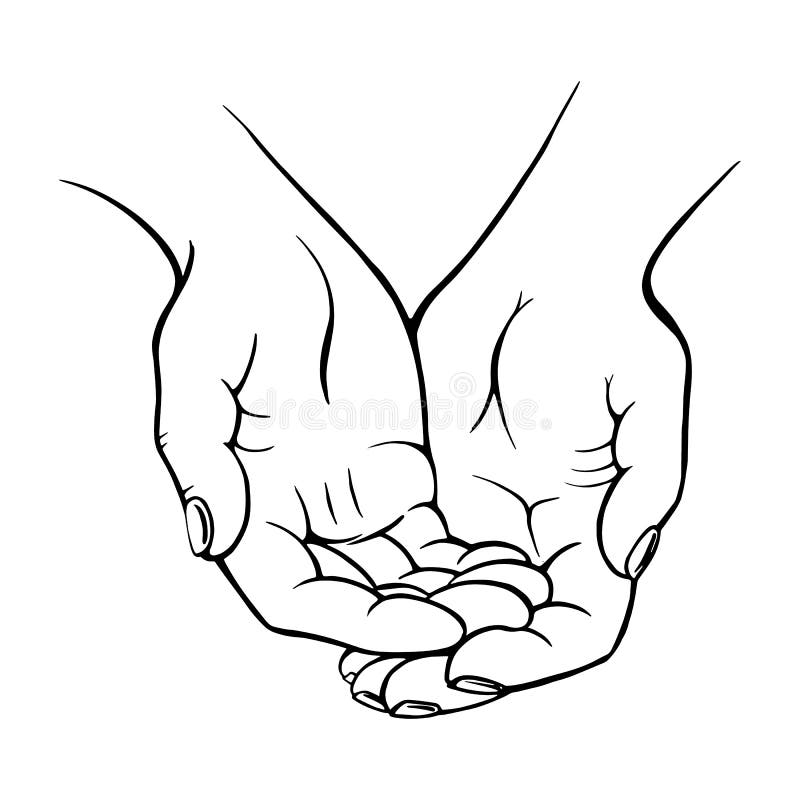 Cupped Hands Drawing Line Art Stock Illustrations – 78 Cupped Hands ...