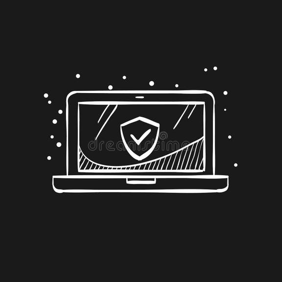 Sketch Icon in Black - Laptops Antivirus Stock Vector - Illustration of ...