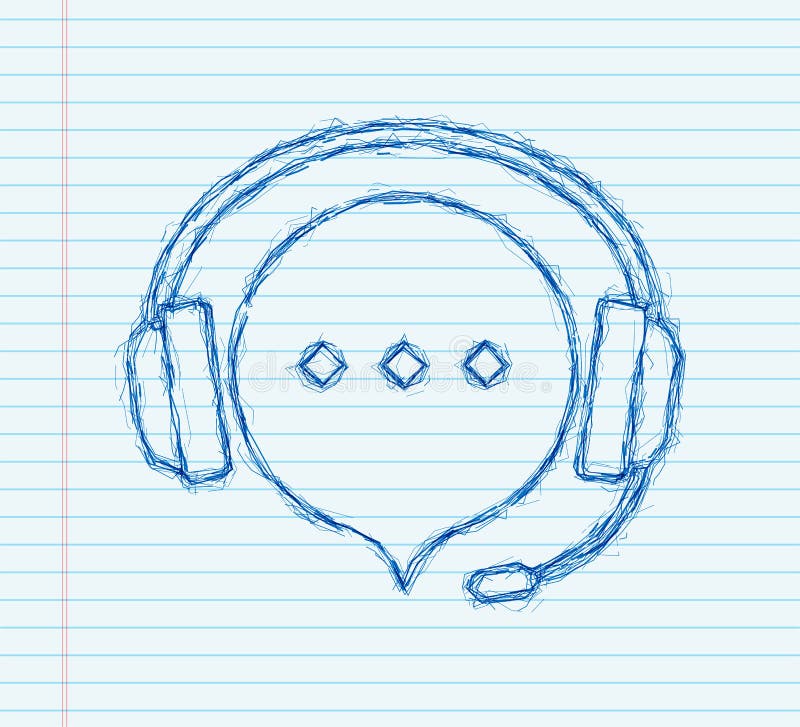 Sketch Icon with Customer Service. Vector Illustration. Customer ...