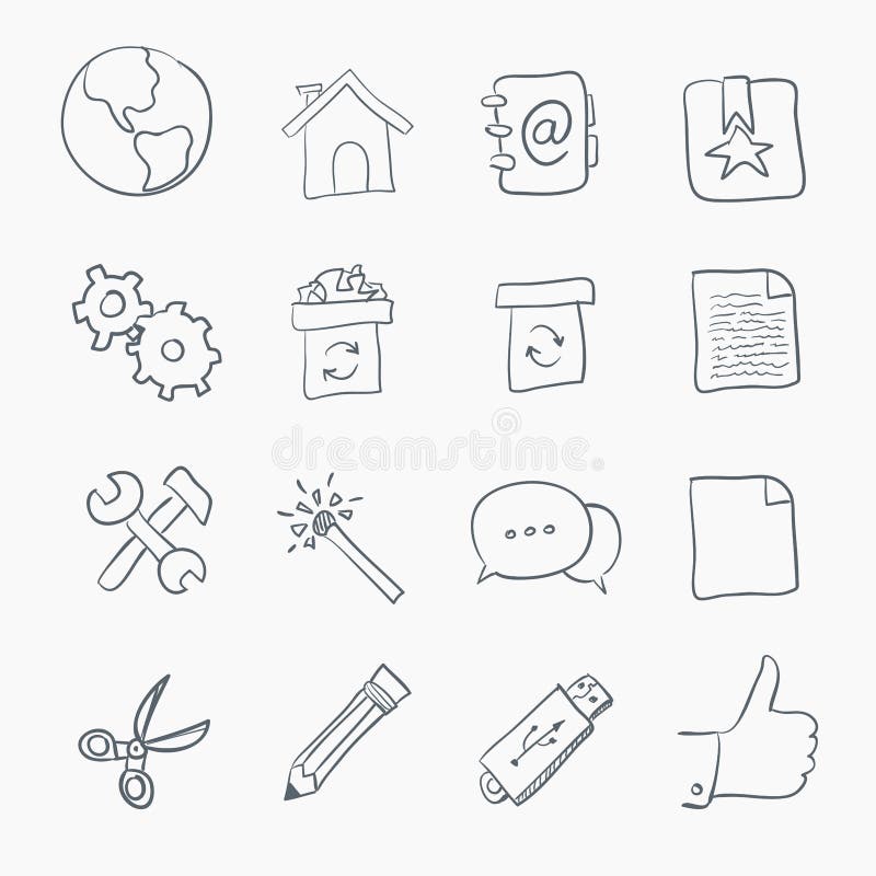 Sketch Icon Set stock vector. Illustration of drawing - 21155826