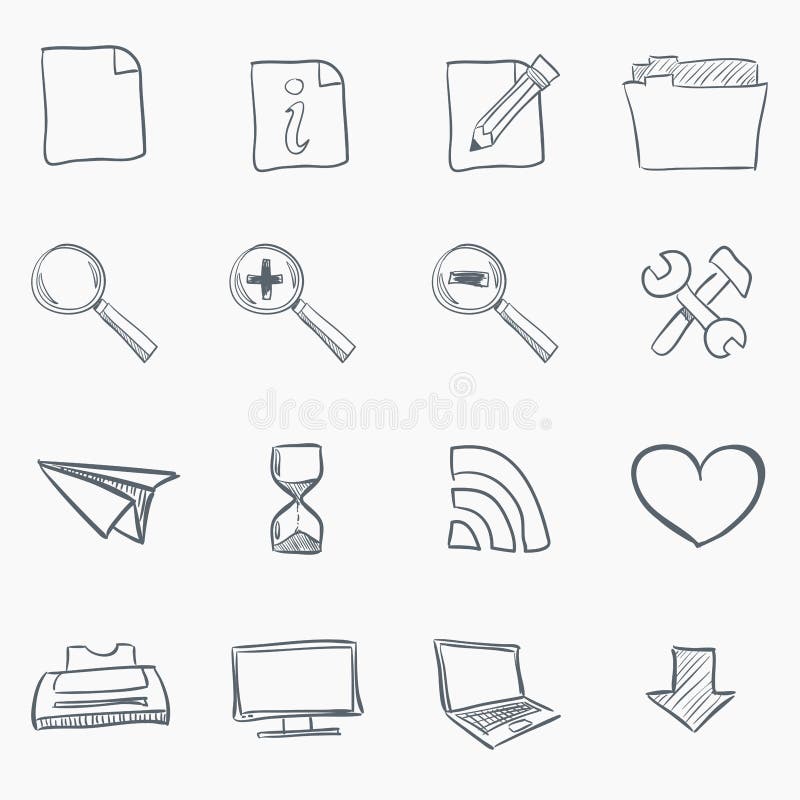 Sketch Icon Set stock vector. Illustration of drawing - 21155826
