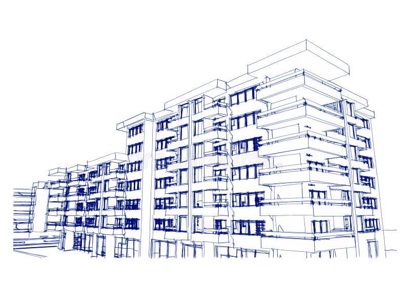 Sketch Idea, Drawing of Building Stock Illustration - Illustration of ...