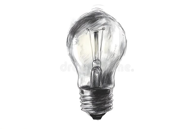 Sketch of an Illuminated Lightbulb Stock Illustration - Illustration of ...