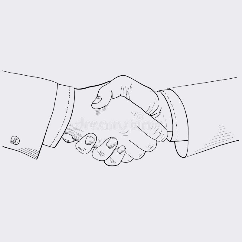 Sketch Illustration -business Handshake on White Isolated Background ...
