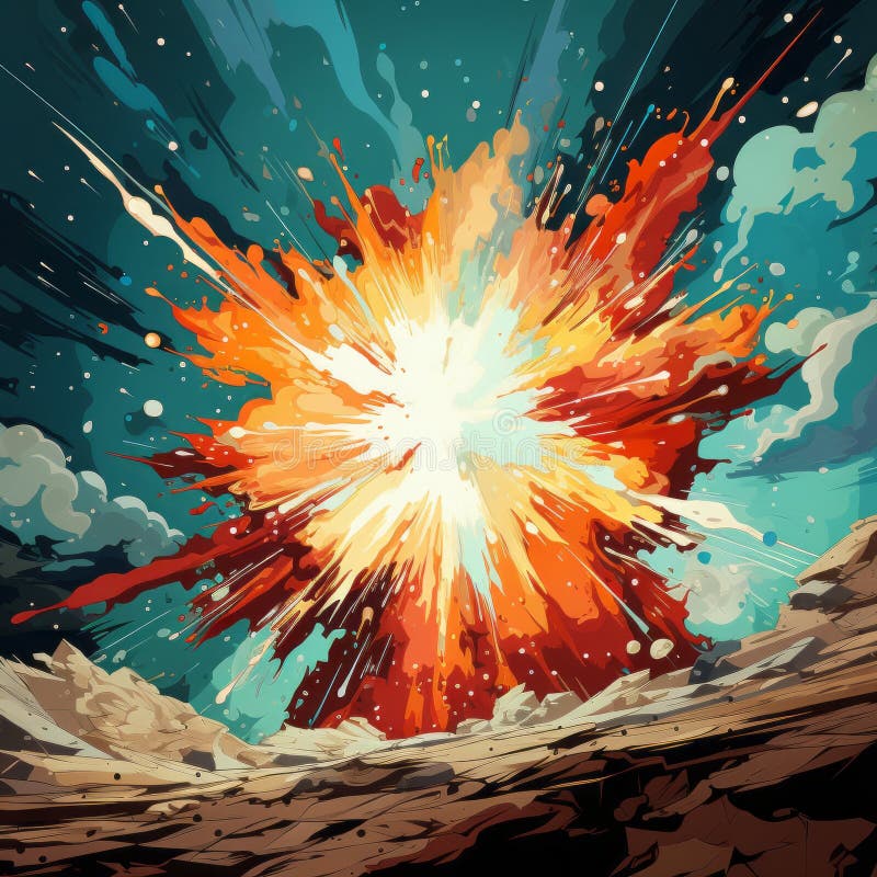 Turquoise Retro Comic Book Style Supernova Explosion Stock Illustration ...