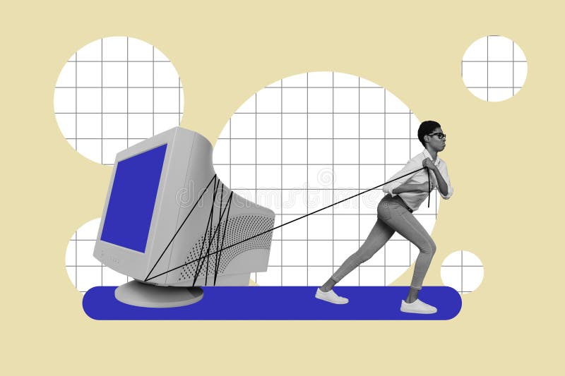 Sketch Image Composite Trend Artwork Collage of Young Woman Office ...