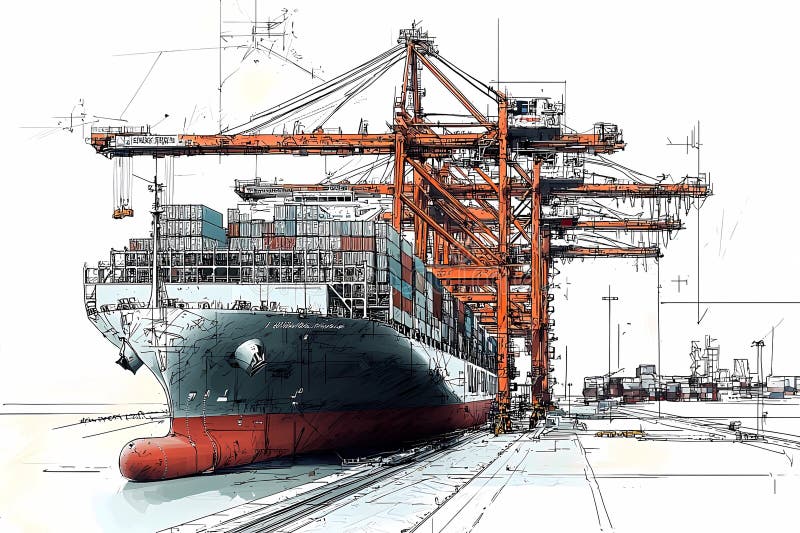 Sketch Image of Transport and Logistic Concept. Stock Illustration ...