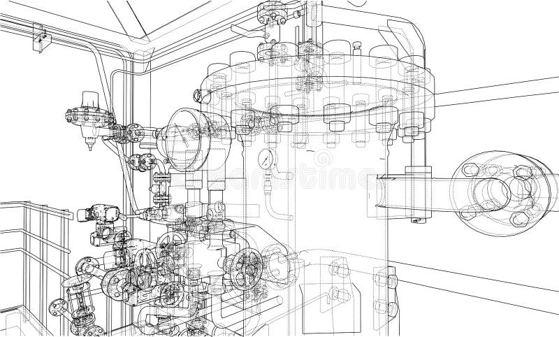 Sketch Industrial Equipment. Vector Stock Vector - Illustration of ...