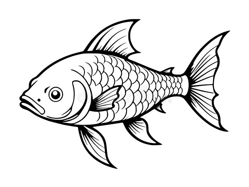 Sketch of an Isolated Fish Cartoon Stock Illustration - Illustration of ...